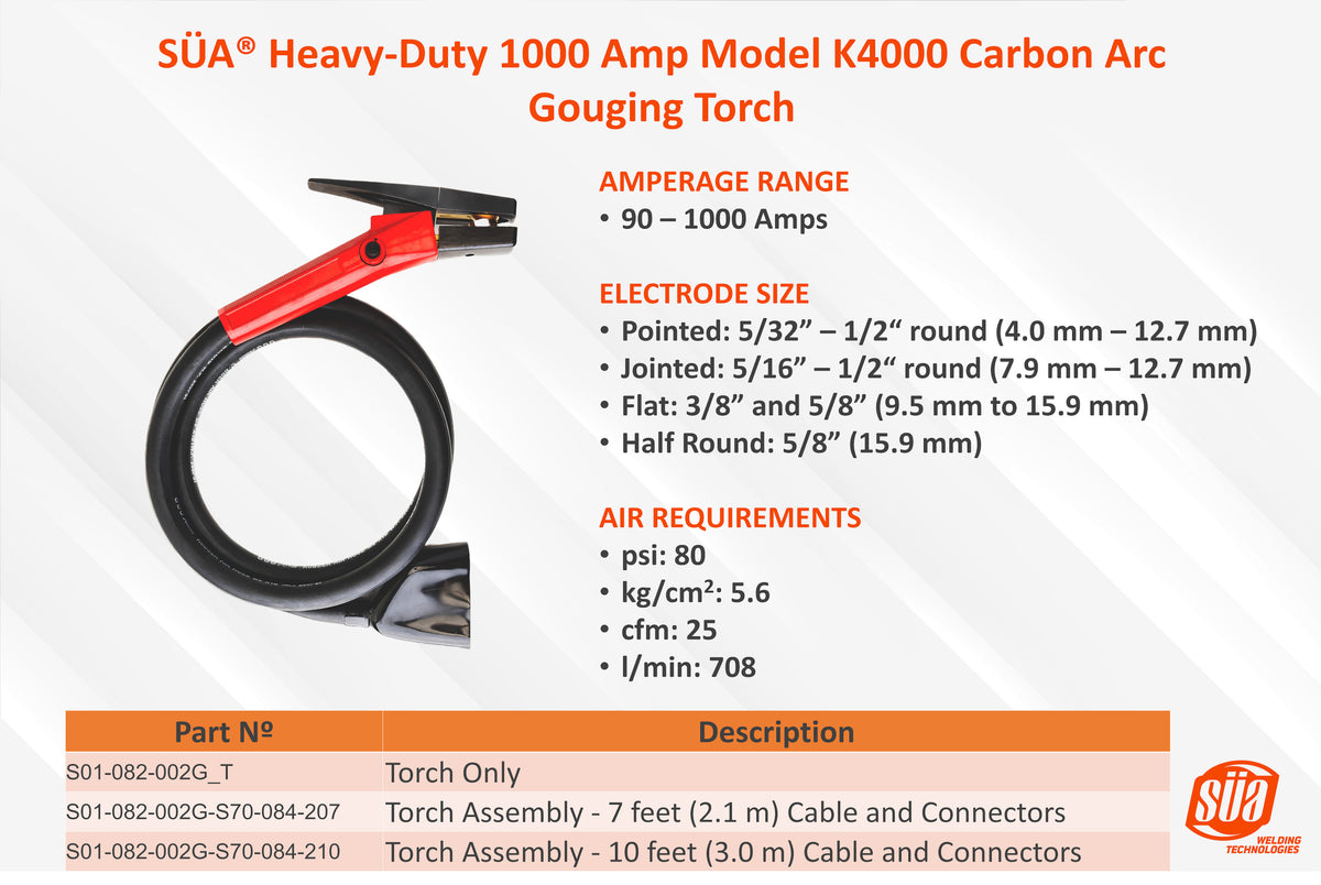 Heavy-Duty 1000 Amp Model K4000 Air Carbon Arc Gouging Cutting Torch ...