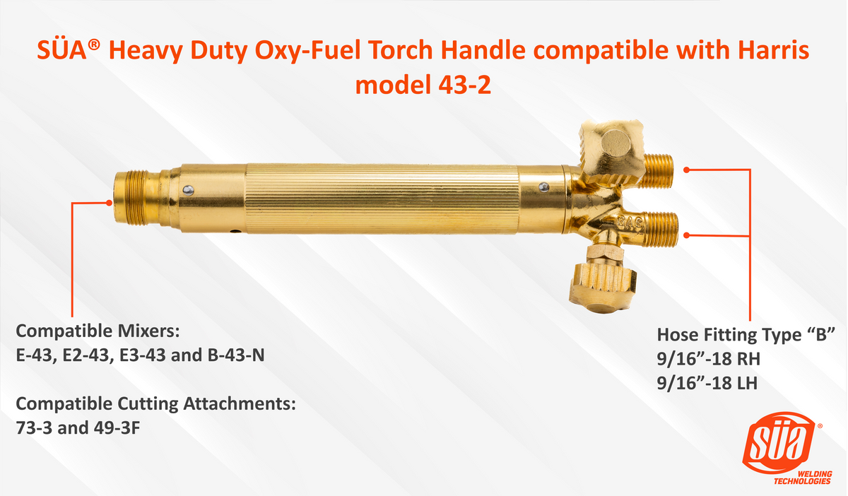 SÜA® Heavy Duty Oxy-Fuel Torch Handle compatible with Harris model 43 ...