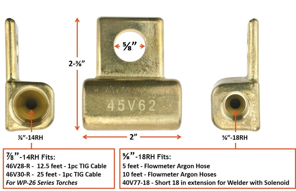 TIG Torch Power Cable Adapter - Model: 45V62 for 26 Series 1-Piece Tor ...
