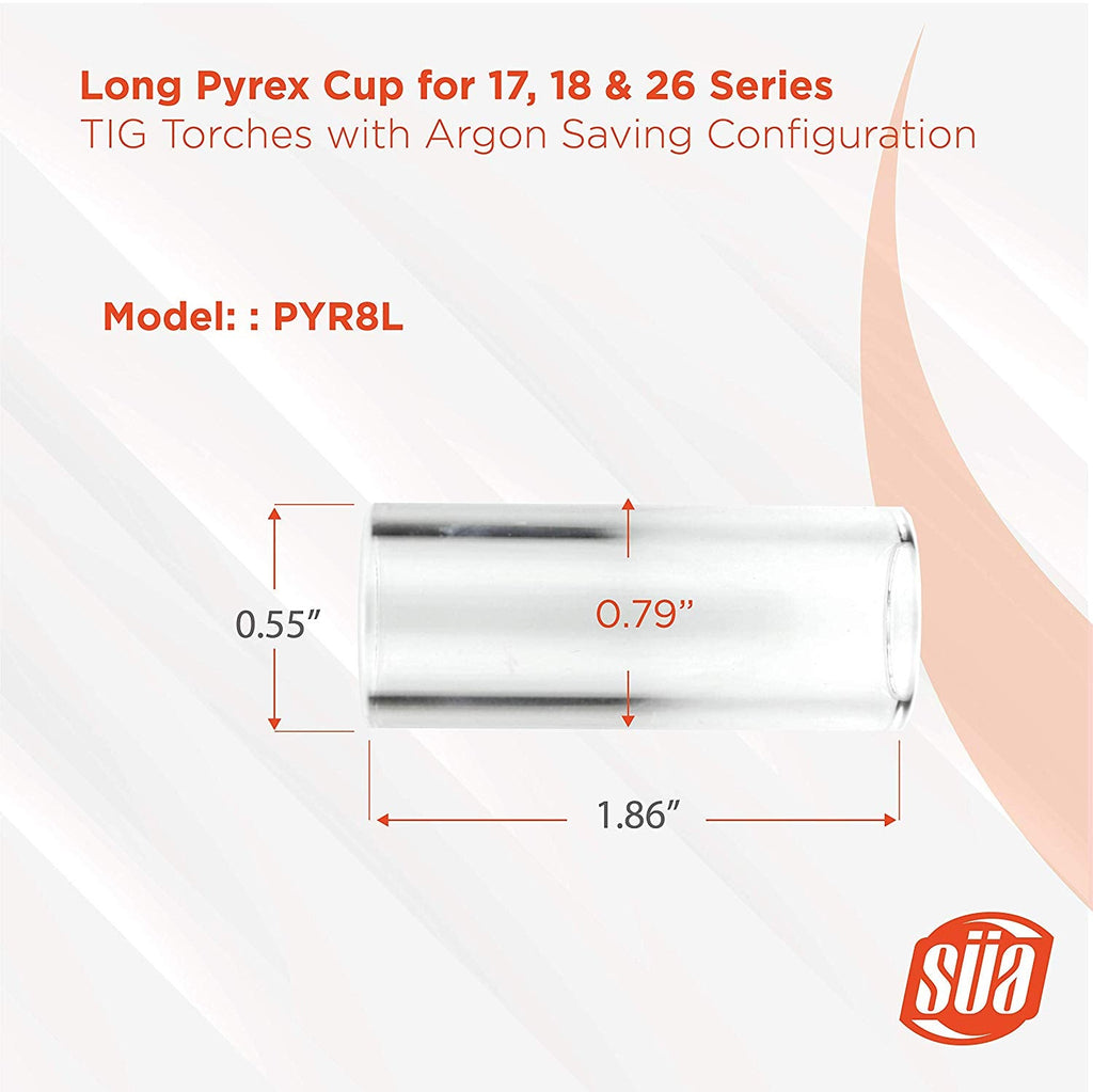 Fused Quartz Cups for 9, 20, 17, 18 & 26 Series TIG Torches with Argon ...